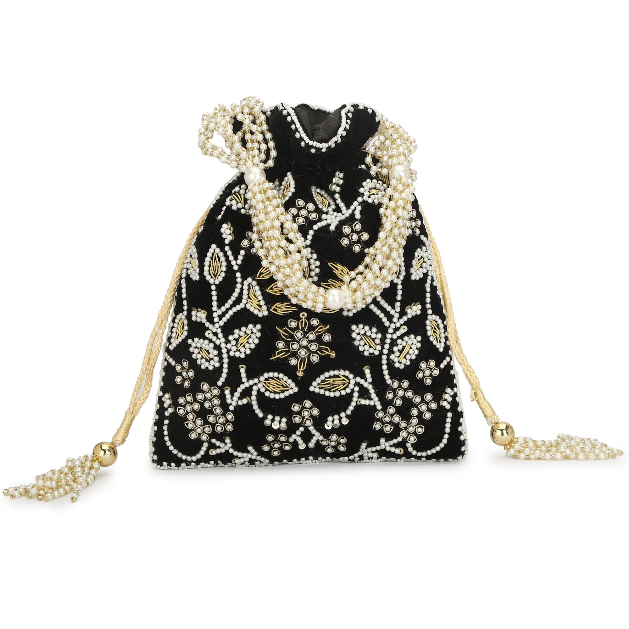 Beaded Fashionable Women Black Potli Bag – HIMALAYA HANDICRAFTS